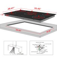 China 36 Inch 5 Burner Electric Cooktop 8400W Radiant Ceramic with Dual-Ring Zones 220-240V for sale