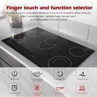 China 36 Inch 5 Burner Electric Cooktop 8400W Radiant Ceramic with Dual-Ring Zones 220-240V for sale