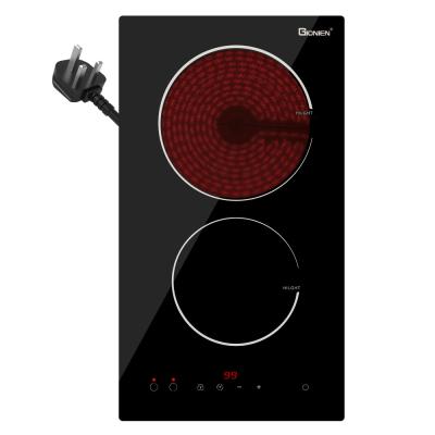 China 30cm Double Ceramic Hob 2 Zone 2900W Electric Cooktop with 13A Plug for Built-in Installation for sale