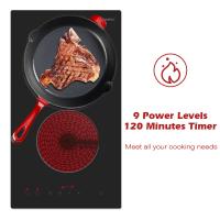 China 30 cm Double Ceramic Domino Hob with 2 Cooking Zones - 9-Level Temperature Control & 5.3 kg Weight for sale
