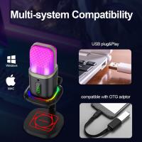China RGB USB Condenser Microphone Omnidirectional Cardioid Microphone With LED Lights for sale