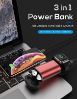 China Qi Standard 5200mAH Wireless Charger Power Bank 3 In 1 for sale