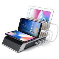 China 3 Ports USB 3.0 Type C 10W QI Wireless Charging Station for sale