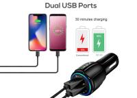 China White10cm 2 USB CE 18W Max QC 3.0 Car Charger for sale