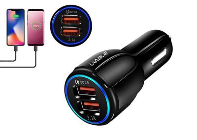 China Black FCC 2 USB Ports ABS QC 3.0 Car Charger for sale