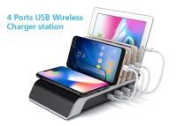 China 45W 4 Ports USB 3.0 Type C QI Wireless Charging Station for sale