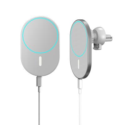China 15W Aluminium Type-C PD Qi Magnetic Wireless Car Charger for sale