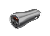 China Black grey Dual Ports PD QC3.0 18W Fast Car Charger Aluminum Alloy for sale