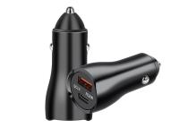 China Black grey Dual Ports PD QC3.0 18W Fast Car Charger Aluminum Alloy for sale