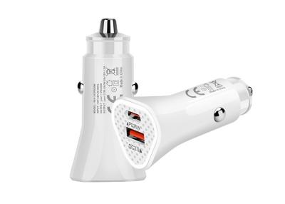 China Dual Port USB C PD QC 3.0 38W Fast Car Charger Adapter DC12V Input for sale