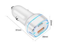China DC12V Input Dual Port USB C PD QC 3.0 52.5W Fast Car Charger Adapter for sale