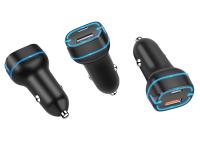 China DC12V Input Dual Port USB C PD QC 3.0 52.5W Fast Car Charger Adapter for sale