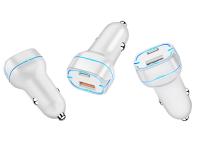 China DC12V Input Dual Port USB C PD QC 3.0 52.5W Fast Car Charger Adapter for sale