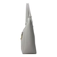 China Gray Vegan Leather Tote Bag PU Soft Satchel Handbag 43x14x32.5cm Custom Color for sale