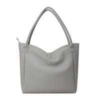 China Gray Vegan Leather Tote Bag PU Soft Satchel Handbag 43x14x32.5cm Custom Color for sale
