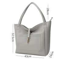 China Gray Vegan Leather Tote Bag PU Soft Satchel Handbag 43x14x32.5cm Custom Color for sale