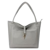 China Gray Vegan Leather Tote Bag PU Soft Satchel Handbag 43x14x32.5cm Custom Color for sale