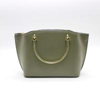 China OEM Leather Tote Bag with Zipper Closure 17x9x10 cm Two Side Pocket Handbag for sale