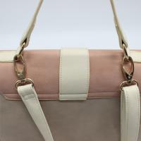 China Moderate Hardness Pink PU Leather Tote Bag 28x12x25cm with Zipper for sale