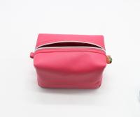 China 18.5cm Small Leather Cosmetic Pouch BSCI PU Leather Makeup Bag with Big Storage for sale