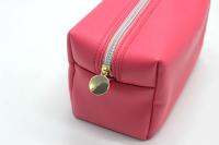 China 18.5cm Small Leather Cosmetic Pouch BSCI PU Leather Makeup Bag with Big Storage for sale