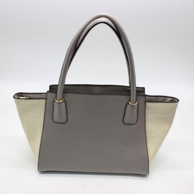 China 21cm Strap PU Grey Leather Tote Bag 45x16x25cm Personalized Ladies Handbag for sale