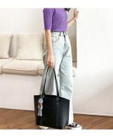 China 28cm Genuine Leather Tote Bag for Women OEM Custom Black Handbag Purse for sale