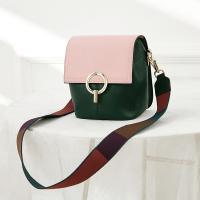 China PU Leather Crossbody Bucket Bag 26cm Women Commuter Handbag with Adjustable Strap for sale