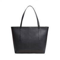 China BSCI Certified Ladies Tote Handbag 34.5x12x27cm Black Leather Large Capacity Commuter Bag for sale