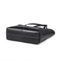China BSCI Certified Ladies Tote Handbag 34.5x12x27cm Black Leather Large Capacity Commuter Bag for sale
