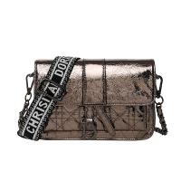 China Black PU Leather Crossbody Bag with Chain Strap 21x7x14cm Women Fashion Shoulder Bag for sale