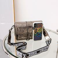 China Black PU Leather Crossbody Bag with Chain Strap 21x7x14cm Women Fashion Shoulder Bag for sale