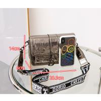 China Black PU Leather Crossbody Bag with Chain Strap 21x7x14cm Women Fashion Shoulder Bag for sale