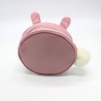 China PU Leather Circular Travel Cosmetic Storage Bag 15cm Pink Ladies Makeup Pouch for sale