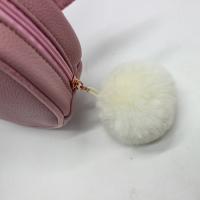 China PU Leather Circular Travel Cosmetic Storage Bag 15cm Pink Ladies Makeup Pouch for sale