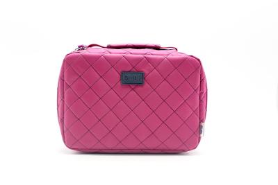 China Square PU Leather Cosmetic Bag 8.5cm Pink Rose Red Portable Makeup Pouch for sale