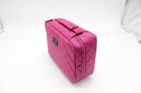 China Square PU Leather Cosmetic Bag 8.5cm Pink Rose Red Portable Makeup Pouch for sale