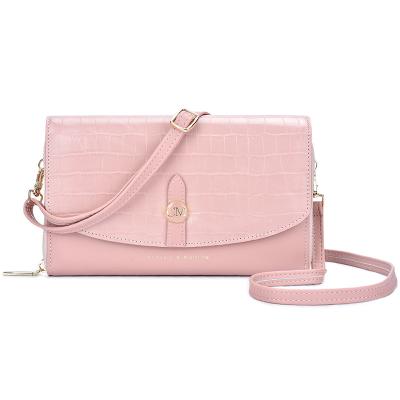 China Pink PU Leather Crossbody Bag 20x7x20cm Polyester Lining Sling Bag for Women for sale