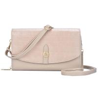 China Pink PU Leather Crossbody Bag 20x7x20cm Polyester Lining Sling Bag for Women for sale