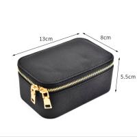 China Square Jewellery Organiser Box 13x9x5.5cm PU Leather Ring Necklace Travel Case for sale