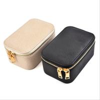 China Square Jewellery Organiser Box 13x9x5.5cm PU Leather Ring Necklace Travel Case for sale