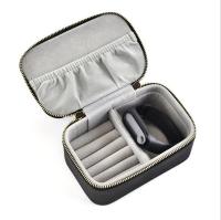 China Square Jewellery Organiser Box 13x9x5.5cm PU Leather Ring Necklace Travel Case for sale