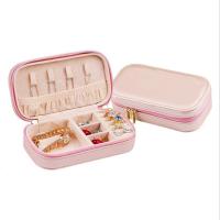 China Pink Leather Bracelet Jewelry Box 17x9x5cm for Rings Earrings Storage for sale