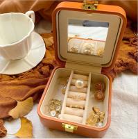 China OEM Small Portable Jewelry Box with Lock PU Leather 10cm x 10cm x 5cm for sale