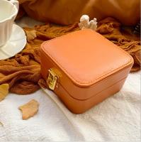 China OEM Small Portable Jewelry Box with Lock PU Leather 10cm x 10cm x 5cm for sale