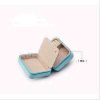 China Custom PU Leather Jewellery Organiser Box 11x9x5cm Blue Jewelry Storage Case for sale