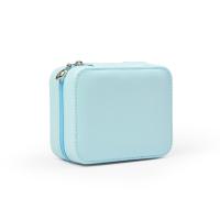 China Custom PU Leather Jewellery Organiser Box 11x9x5cm Blue Jewelry Storage Case for sale