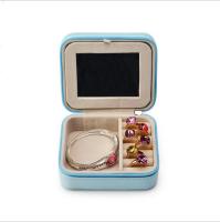 China Custom PU Leather Jewellery Organiser Box 11x9x5cm Blue Jewelry Storage Case for sale