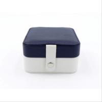 China Double Layer Double Zipper Portable Jewelry Box Organizer 12x12x8cm Genuine Leather for sale