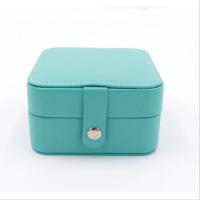 China Double Layer Double Zipper Portable Jewelry Box Organizer 12x12x8cm Genuine Leather for sale